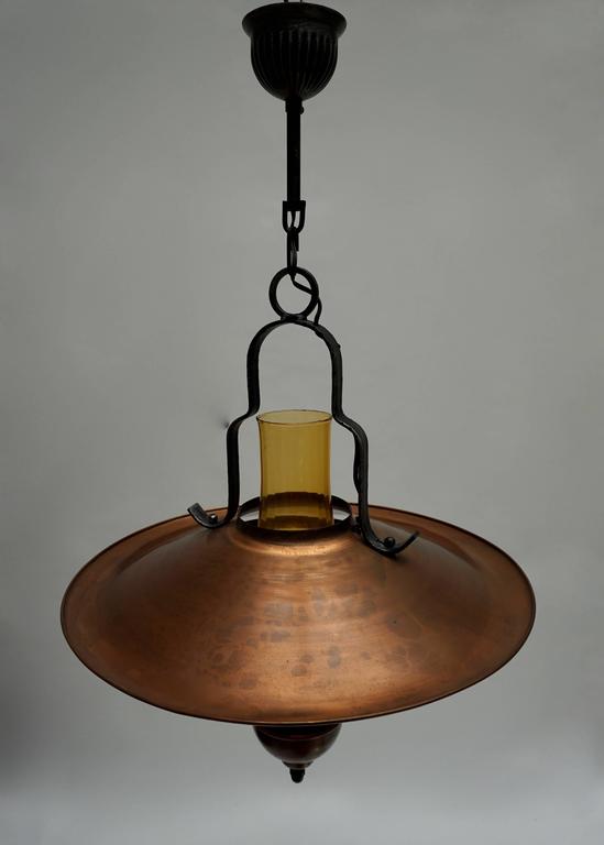 Copper and Glass Pendant Light For Sale at 1stDibs