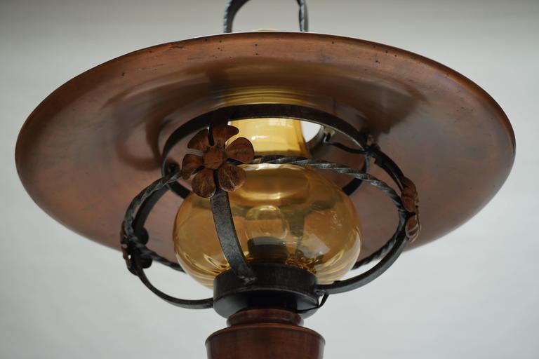 Copper and Glass Pendant Light For Sale at 1stDibs