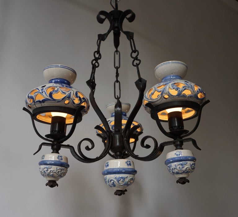 Original Delft's Blue Chandelier For Sale at 1stDibs