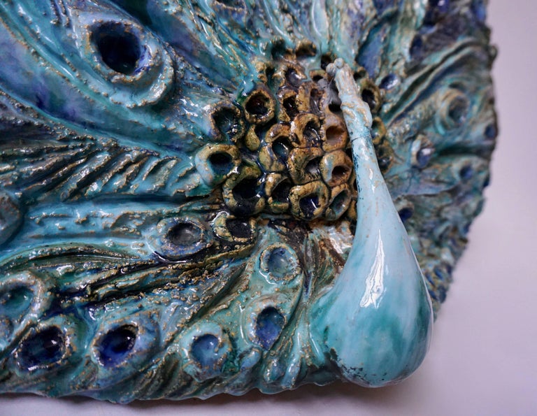 Extraordinary Ceramic Peacock For Sale at 1stDibs