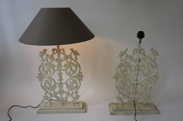 Two Cast Iron Painted Table Lamps For Sale at 1stDibs | wrought iron ...