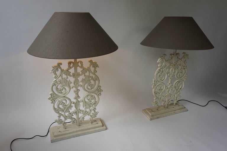 Two Cast Iron Painted Table Lamps For Sale at 1stDibs | wrought iron ...