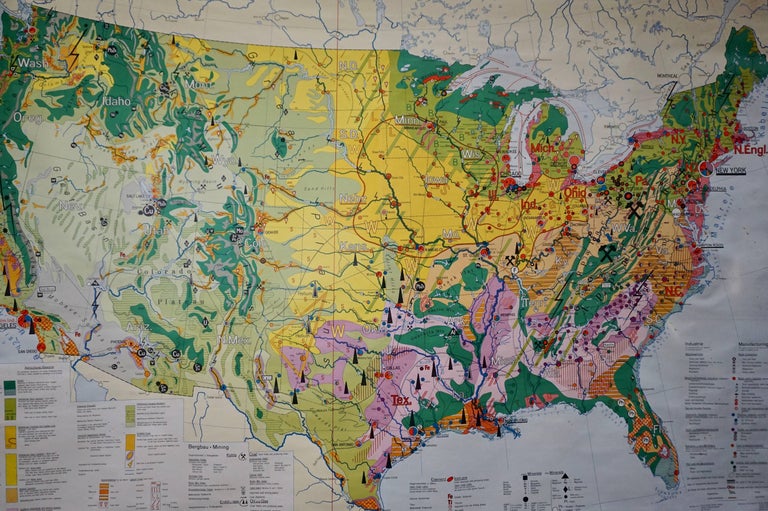 Economy Map of the USA For Sale at 1stDibs