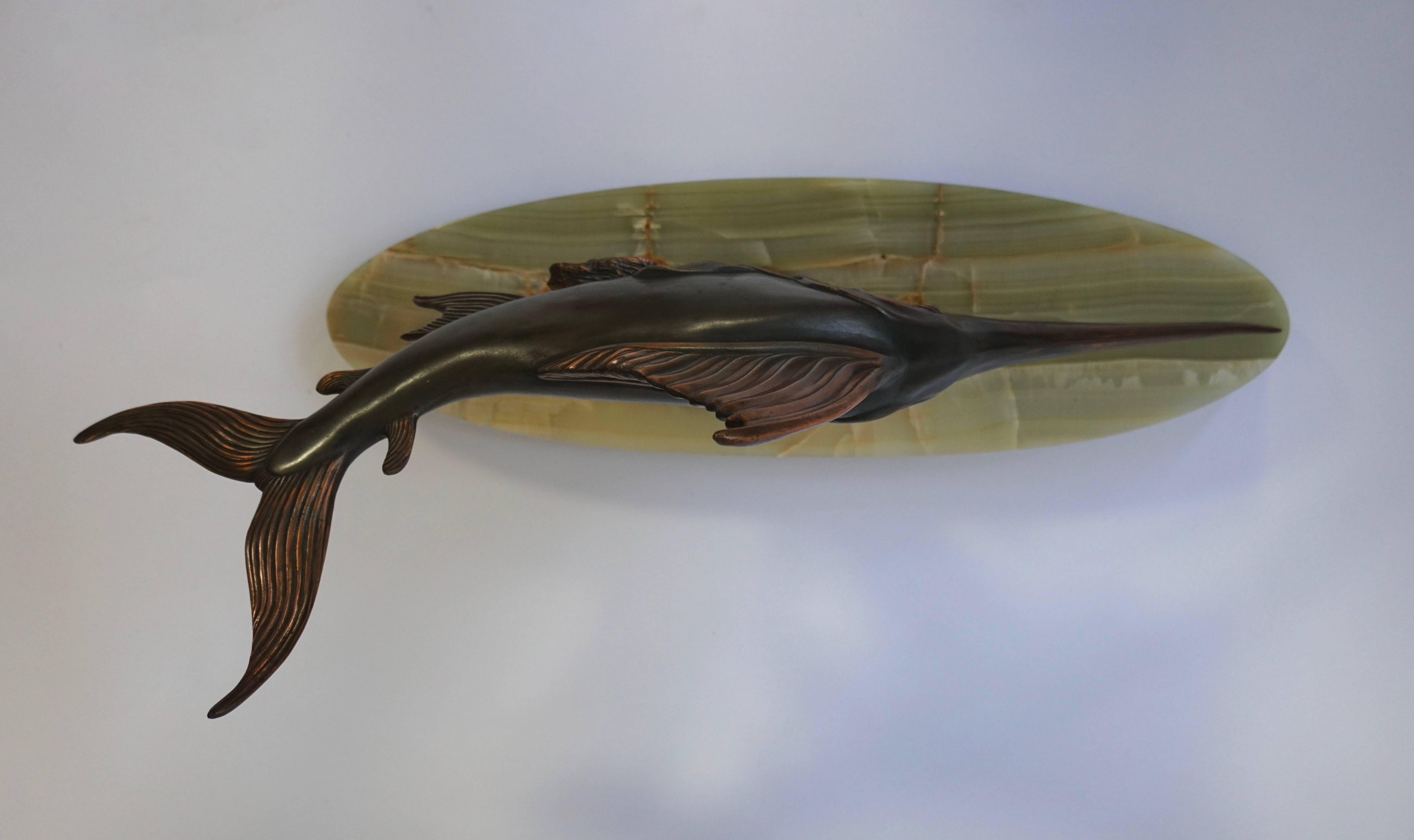 Art Deco Marlin Sculpture by Rochard For Sale at 1stDibs