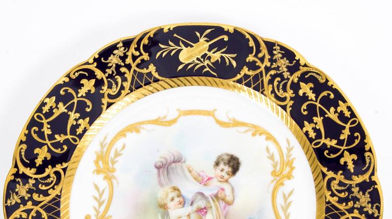 Antique Pair of French Cabinet Plates and Amorini x Boucher, circa 1900 ...