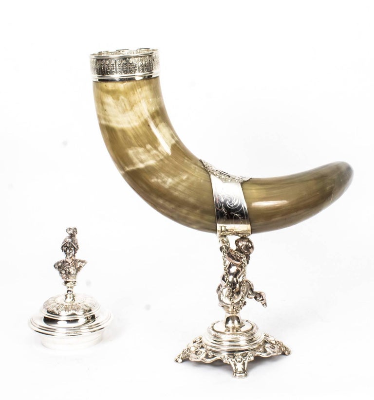Antique English Silver Plated Horn Cornucopia, circa 1880 at 1stDibs