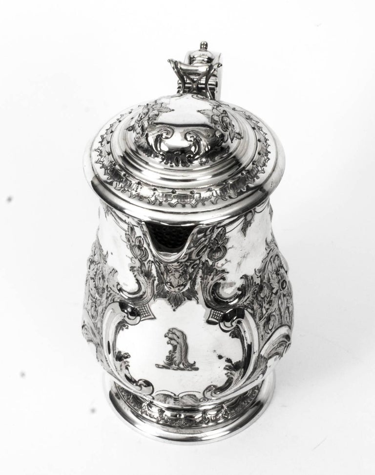19th Century English Silver Plate Lidded Ewer Lipped Tankard Martin ...