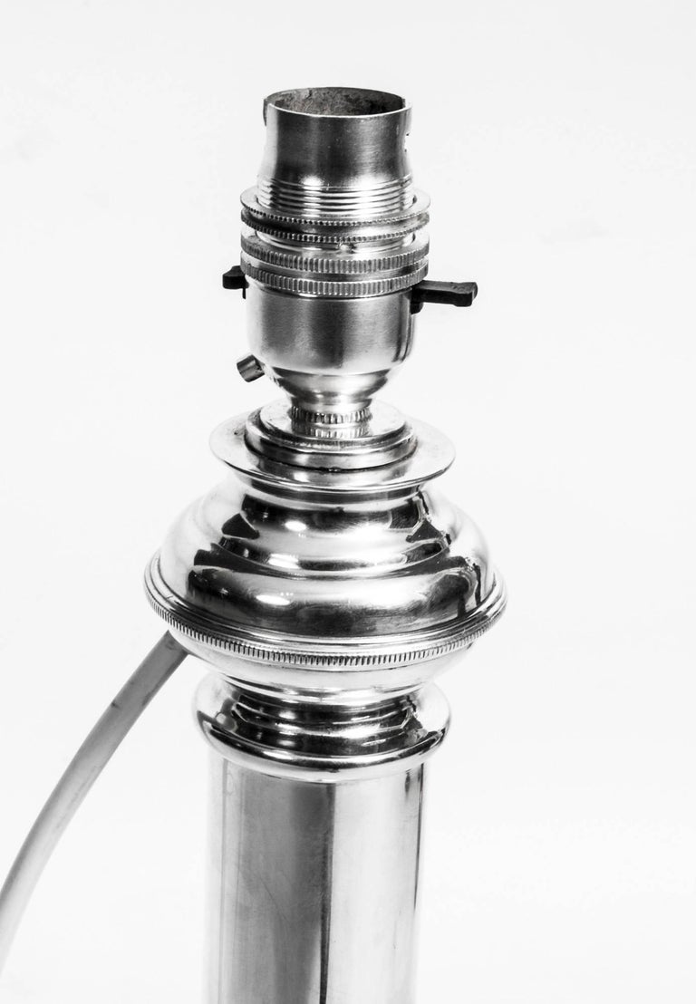 19th Century Victorian Silver Plated Column Lamp For Sale at 1stDibs
