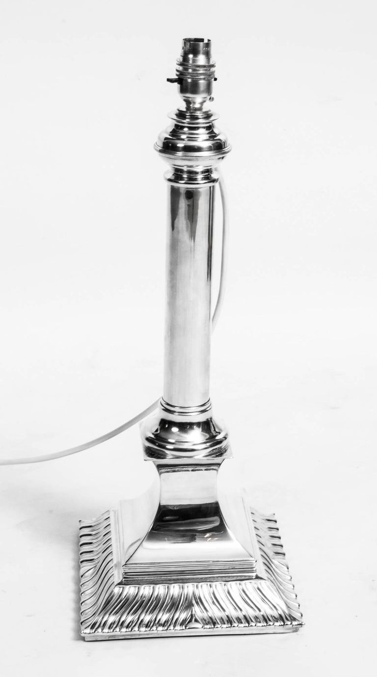 19th Century Victorian Silver Plated Column Lamp For Sale at 1stDibs