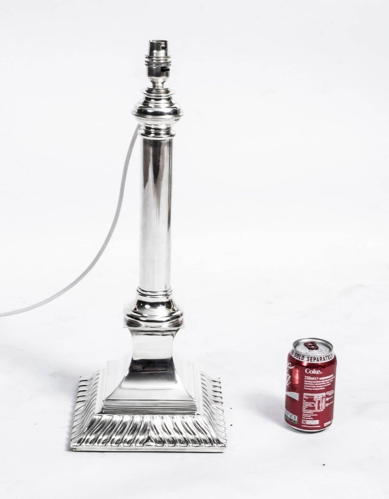 19th Century Victorian Silver Plated Column Lamp For Sale at 1stDibs