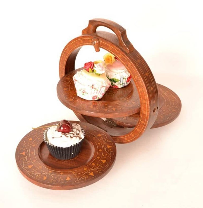 Early 20th Century Mahogany Folding Cake Stand at 1stDibs