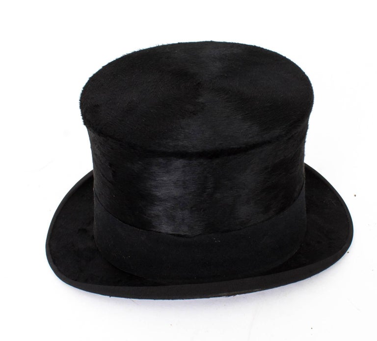 19th Century Black Silk Top Hat in Leather Case W. MacQueen at 1stDibs ...