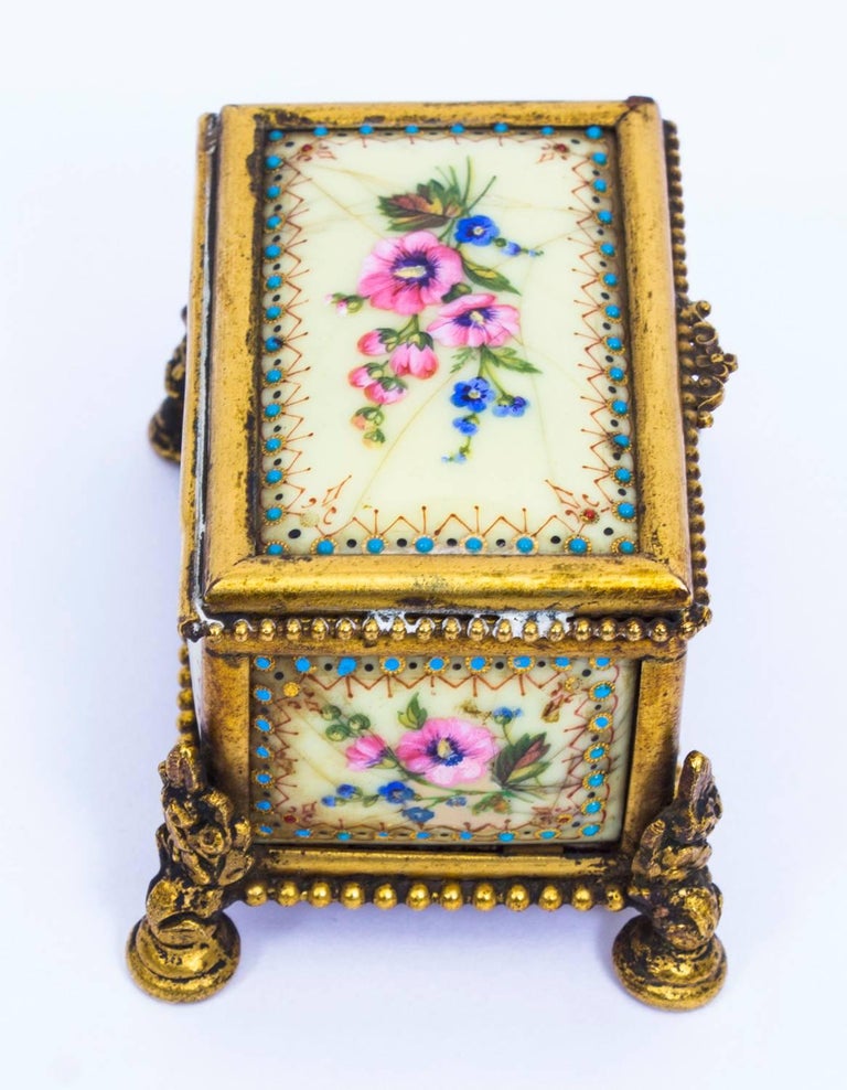 19th Century Ormolu-Mounted Limoges Enamel Jewel Casket Box at 1stDibs