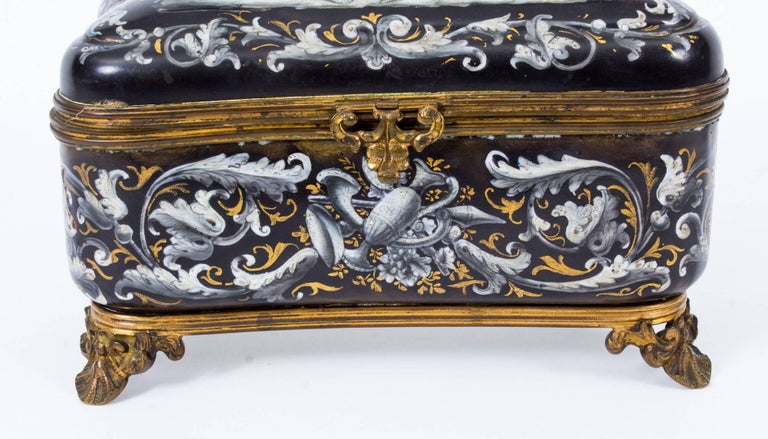 19th Century French Enamel Grisaille Jewelry Casket Box at 1stDibs