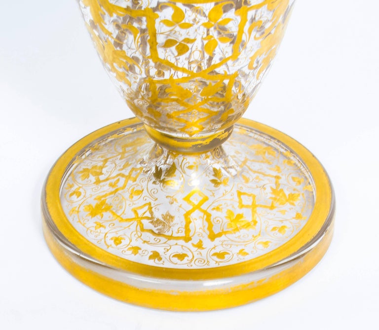 Pair of Bohemian Opaline Flashed Gilded Crystal Portrait Vases, 19th ...