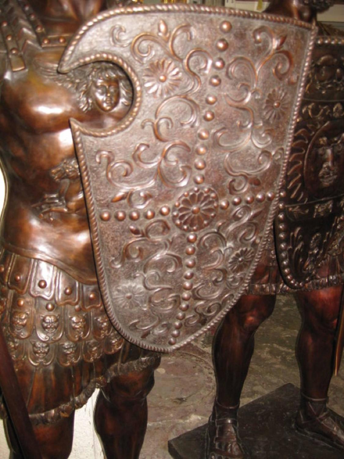 Magnificent Pair of Huge Bronze Roman Soldier Statues For Sale at 1stdibs