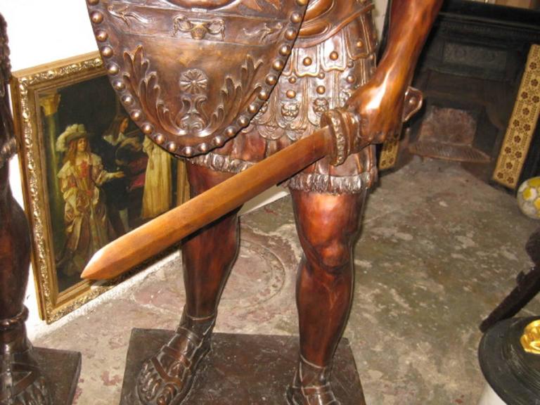 Magnificent Pair of Huge Bronze Roman Soldier Statues at 1stDibs