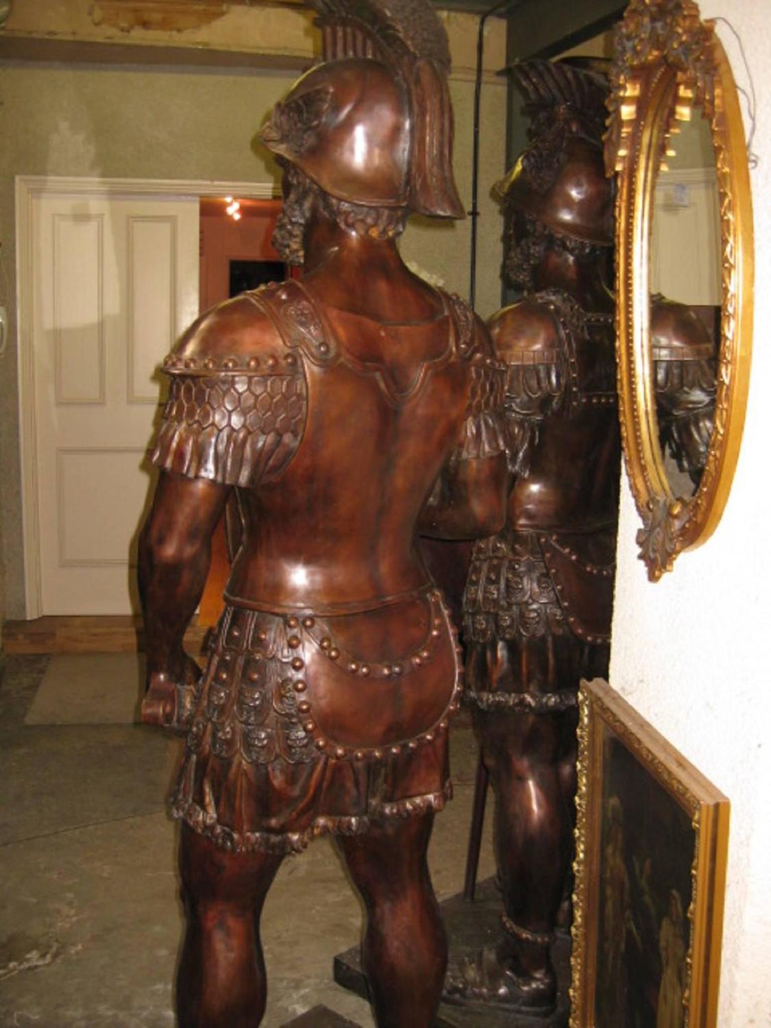 Magnificent Pair of Huge Bronze Roman Soldier Statues For Sale at 1stdibs
