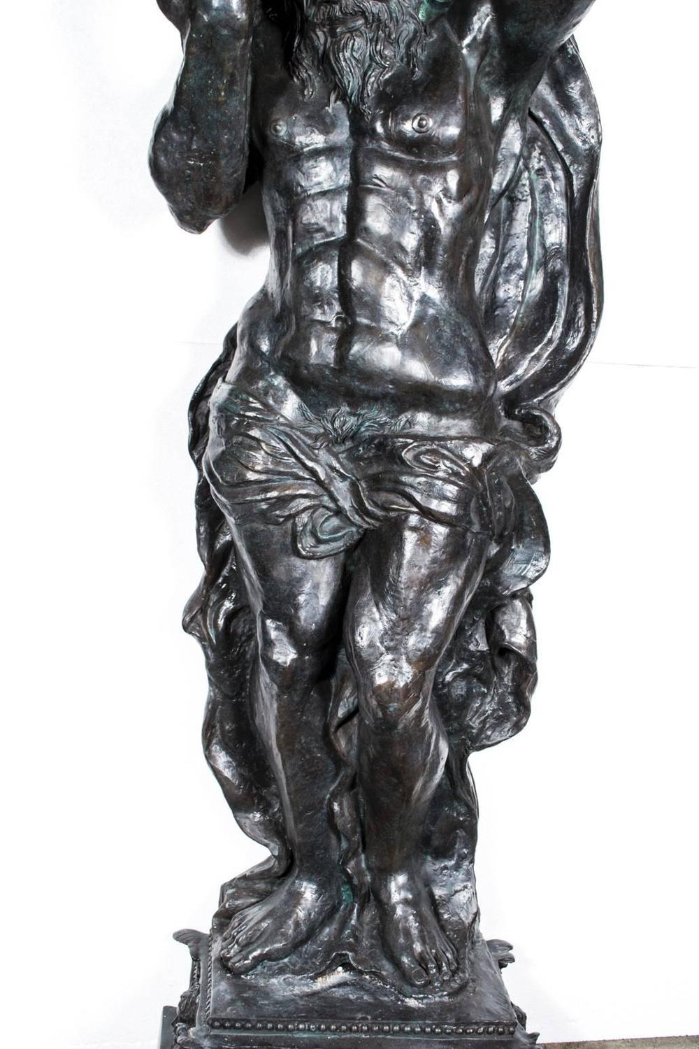 Monumental Pair of Patinated Bronze Atlas Columns For Sale at 1stdibs