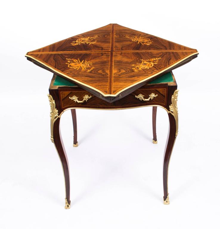 19th Century Victorian Rosewood and Ormolu Envelope Card Table at 1stDibs
