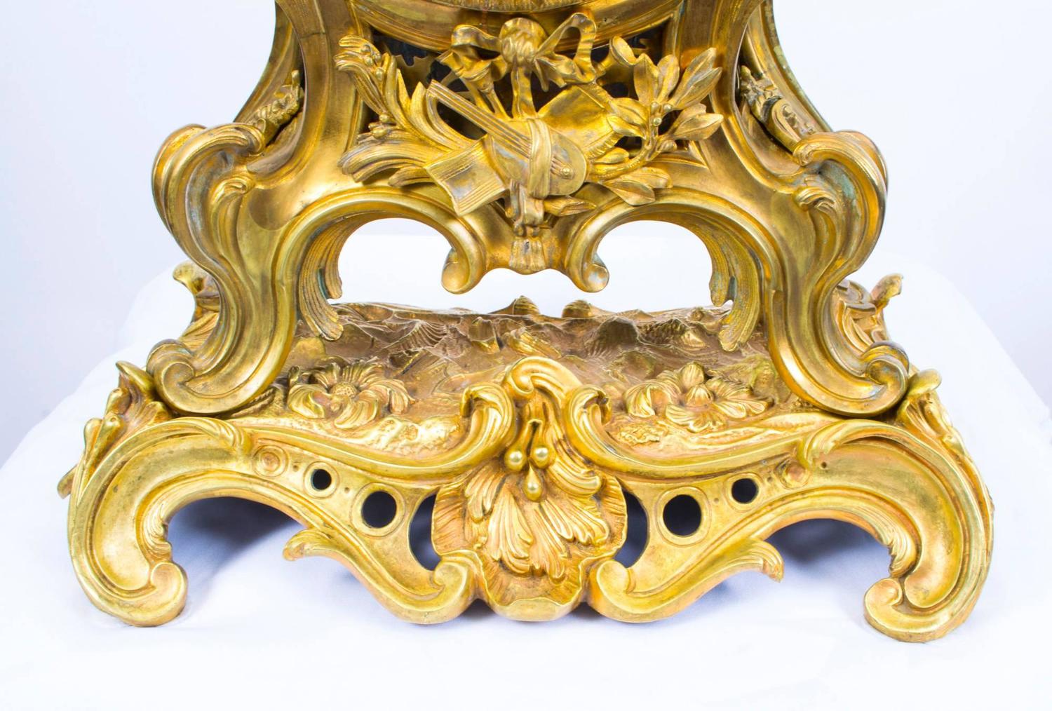 Antique French Gilt Bronze Rococo Mantel Clock, circa 1850 For Sale at ...