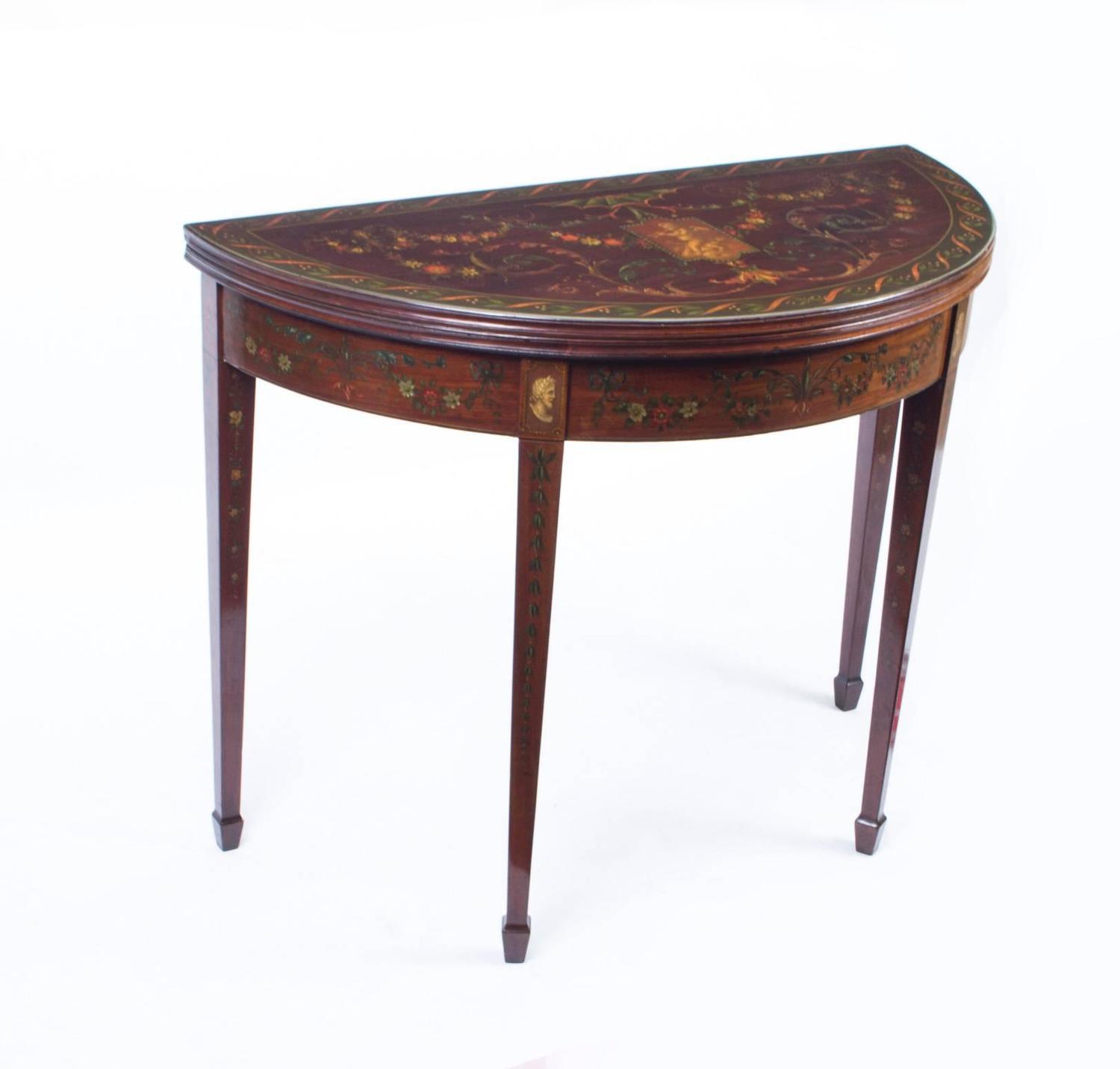 Antique Half Moon Card Console Table, circa 1870 For Sale at 1stdibs