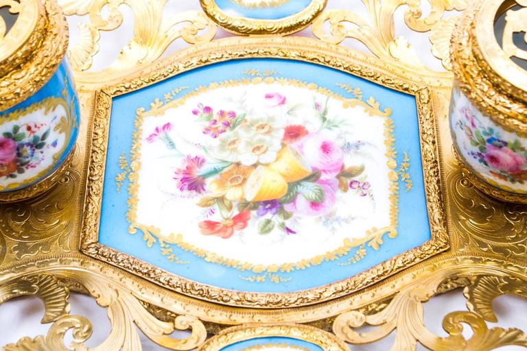 Antique French Ormolu and Sèvres Porcelain Standish Inkstand at 1stDibs