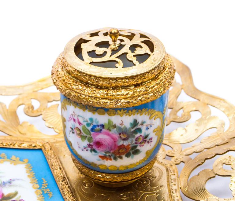 Antique French Ormolu and Sèvres Porcelain Standish Inkstand at 1stDibs