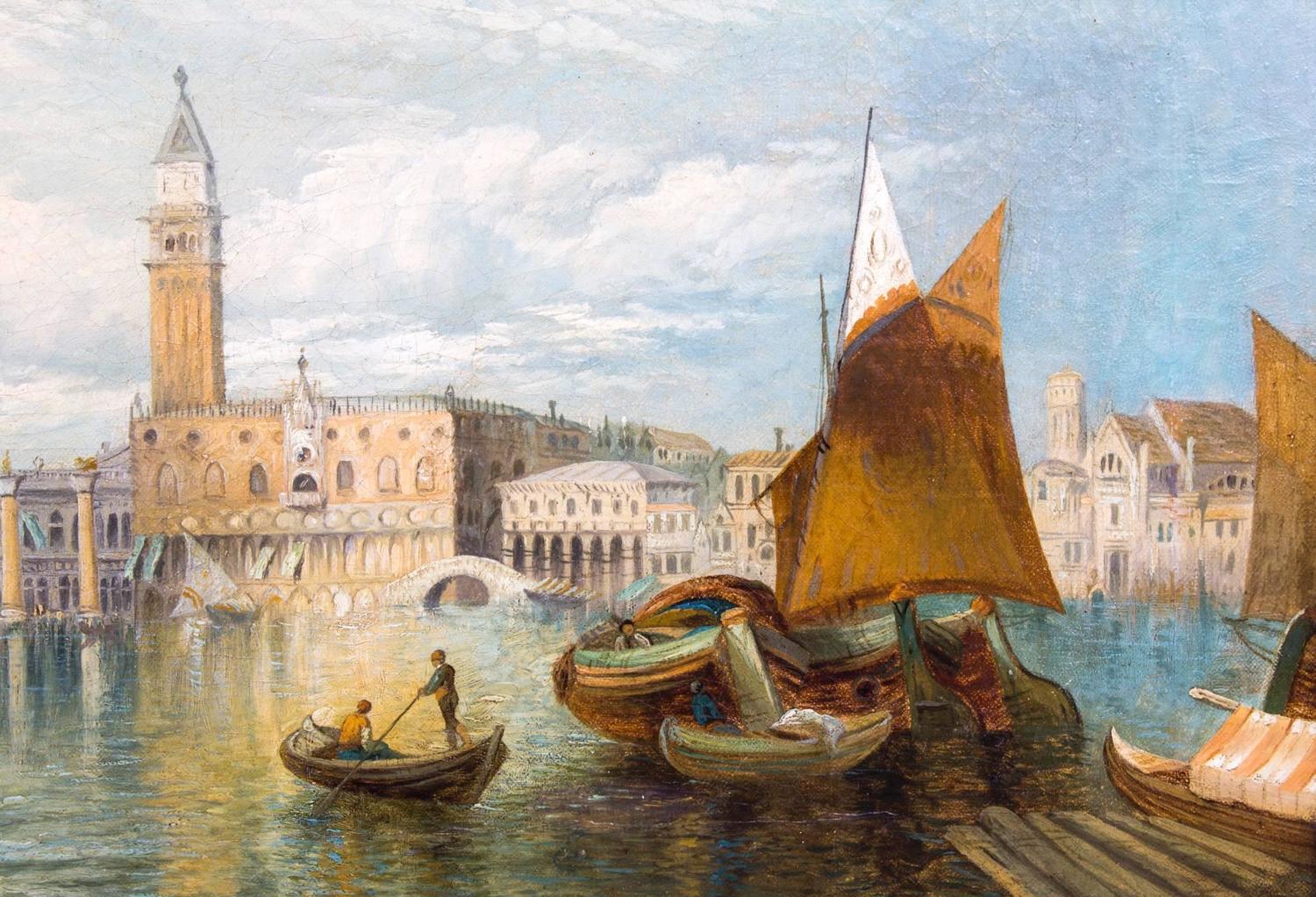 Antique Oil Painting Venice Alfred Pollentine For Sale at 1stdibs
