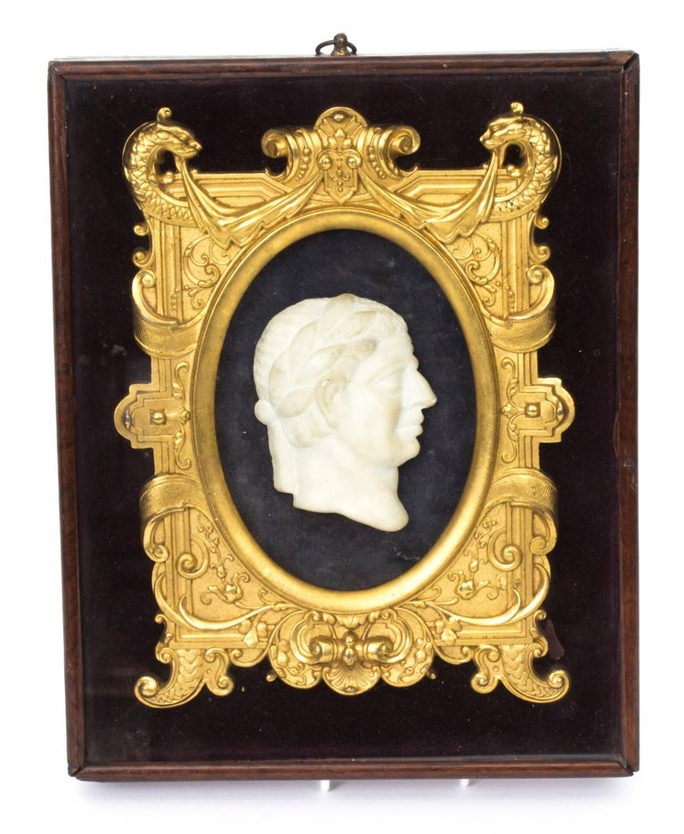 19th Century Grand Tour Marble and Ormolu Plaque Roman Emperor at 1stDibs