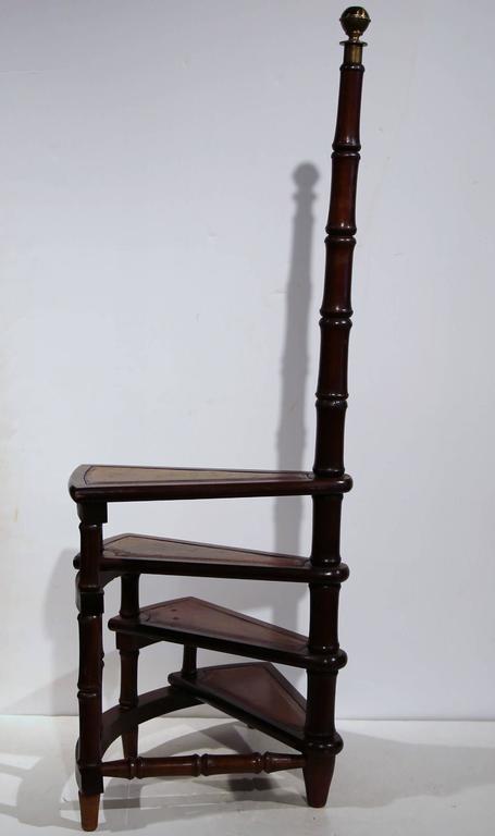 Vintage English Library Step Ladder with Leather Stairs at 1stDibs ...