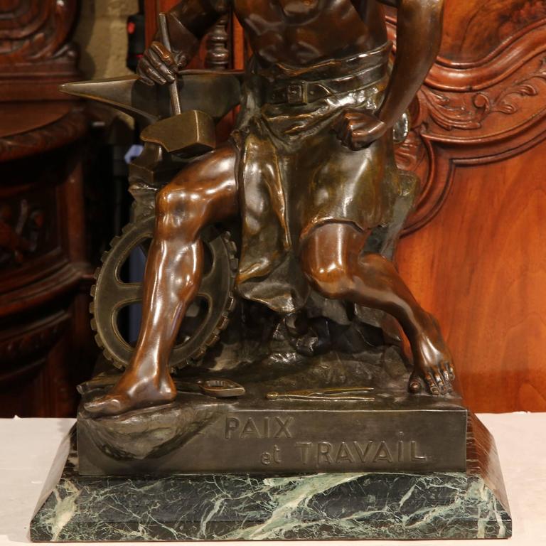 19th Century Patinated Bronzed Figure "Paix et Travail," Signed "E ...