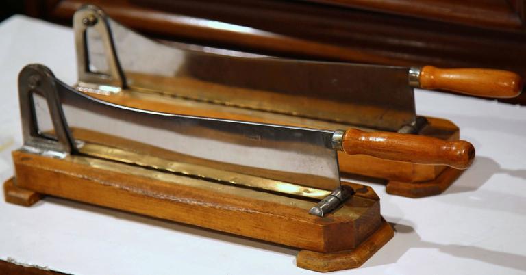 Pair of 19th Century French Walnut and Iron Bakery Bread Cutters at 1stDibs
