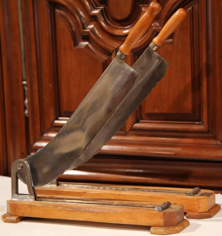 Pair of 19th Century French Walnut and Iron Bakery Bread Cutters at 1stDibs