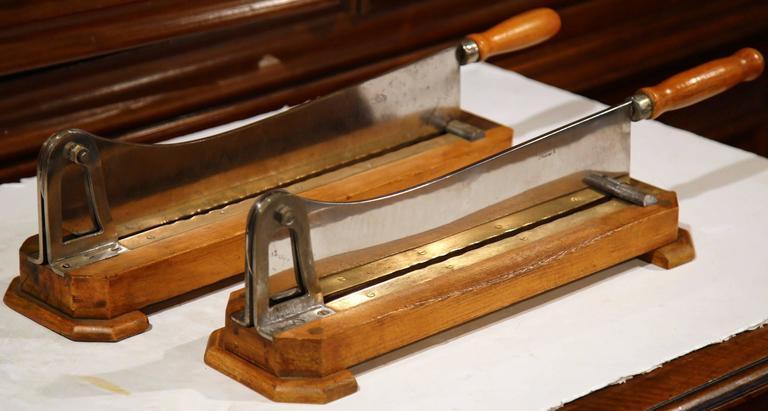 Pair of 19th Century French Walnut and Iron Bakery Bread Cutters at 1stDibs