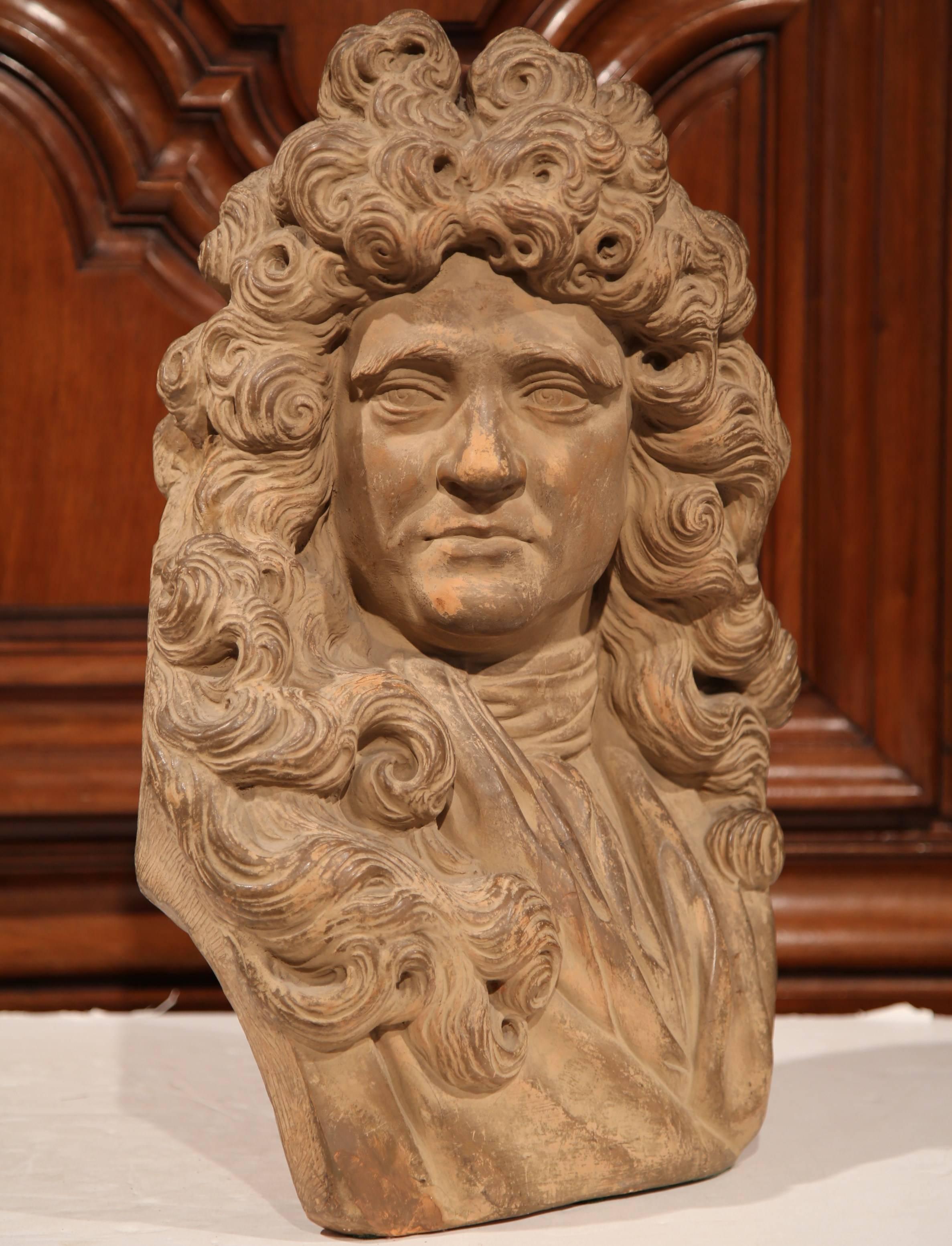 Early 20th Century Carved Patinated Terracotta Bust of French Writer ...