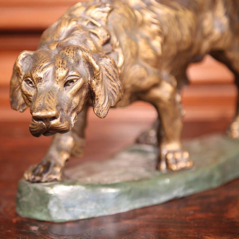 Early 20th Century French Patinated Bronze Dog Sculpture Signed T ...
