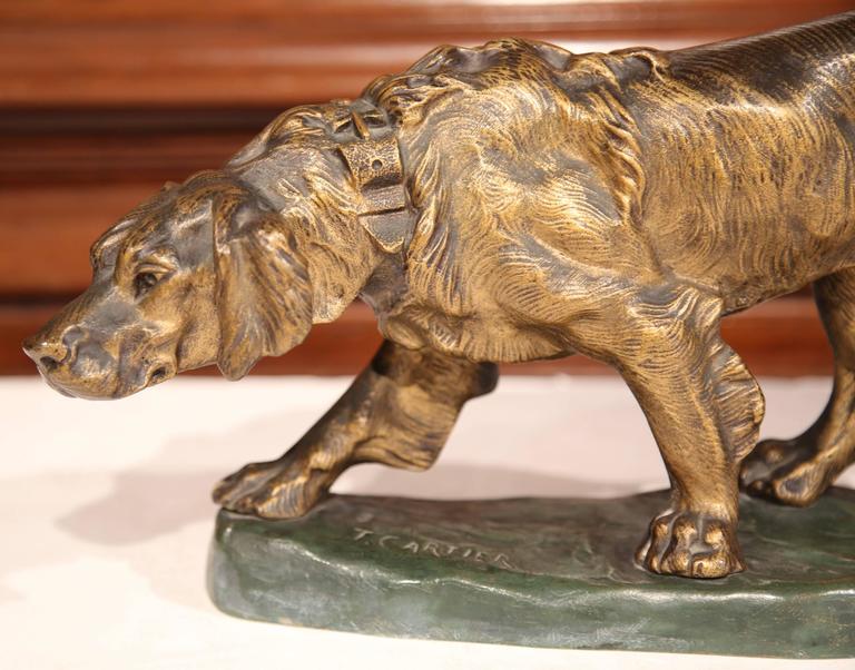 Early 20th Century French Patinated Bronze Dog Sculpture Signed T ...