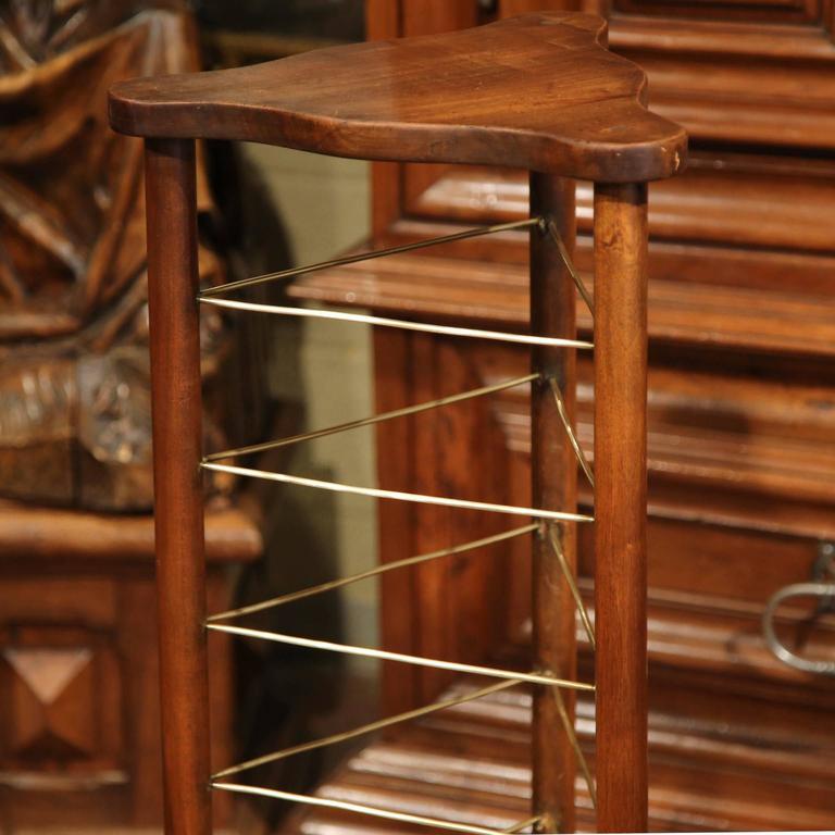 19th Century French Louis Philippe Walnut Plate Rack with Brass Holders ...