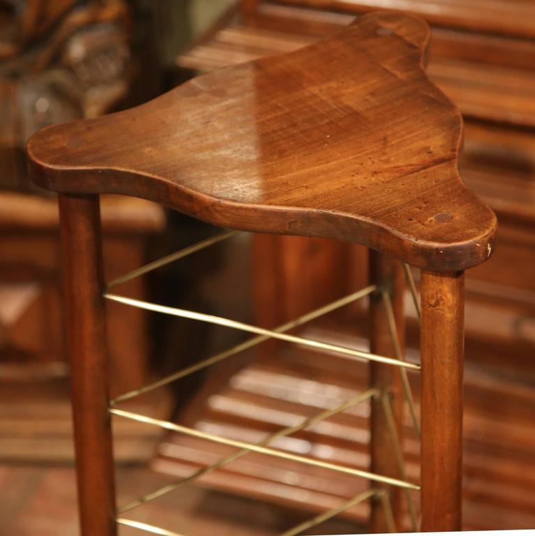 19th Century French Louis Philippe Walnut Plate Rack with Brass Holders ...
