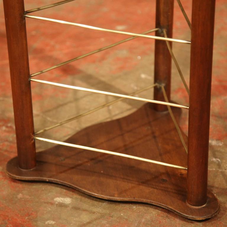19th Century French Louis Philippe Walnut Plate Rack with Brass Holders ...
