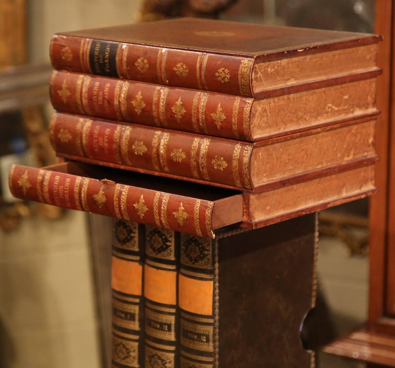 Mid-20th Century French Decorative Stack-Book Side Table on Wheels at ...