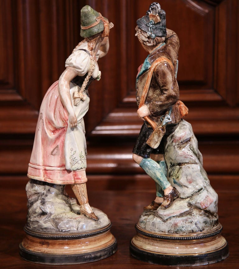 Pair of 19th Century German Porcelain Hand-Painted Figurative Figurines ...