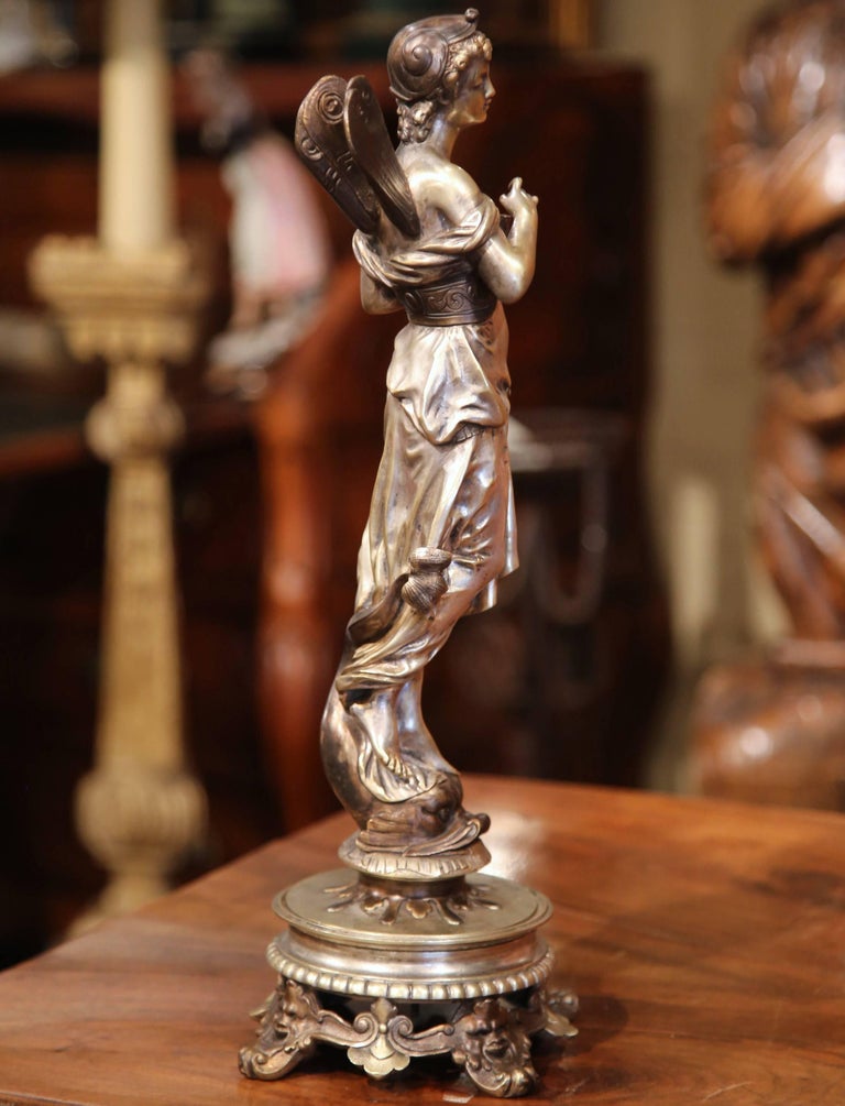 19th Century French Silvered Bronze Roman Woman Statue Standing on ...