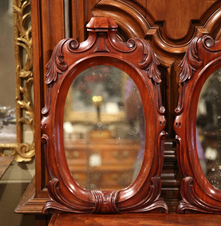 Pair of 19th Century French Regency Hand Carved Mahogany Wall Mirrors ...