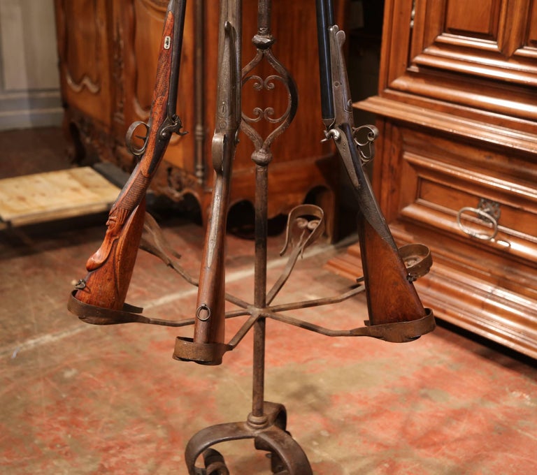 Mid-19th Century French Forged Iron Six-Gun Display Rack on Pedestal ...
