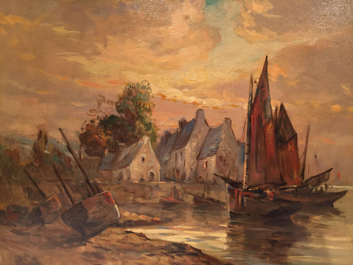 Pair of 19th Century French Oil Paintings with Sail Boats Signed ...