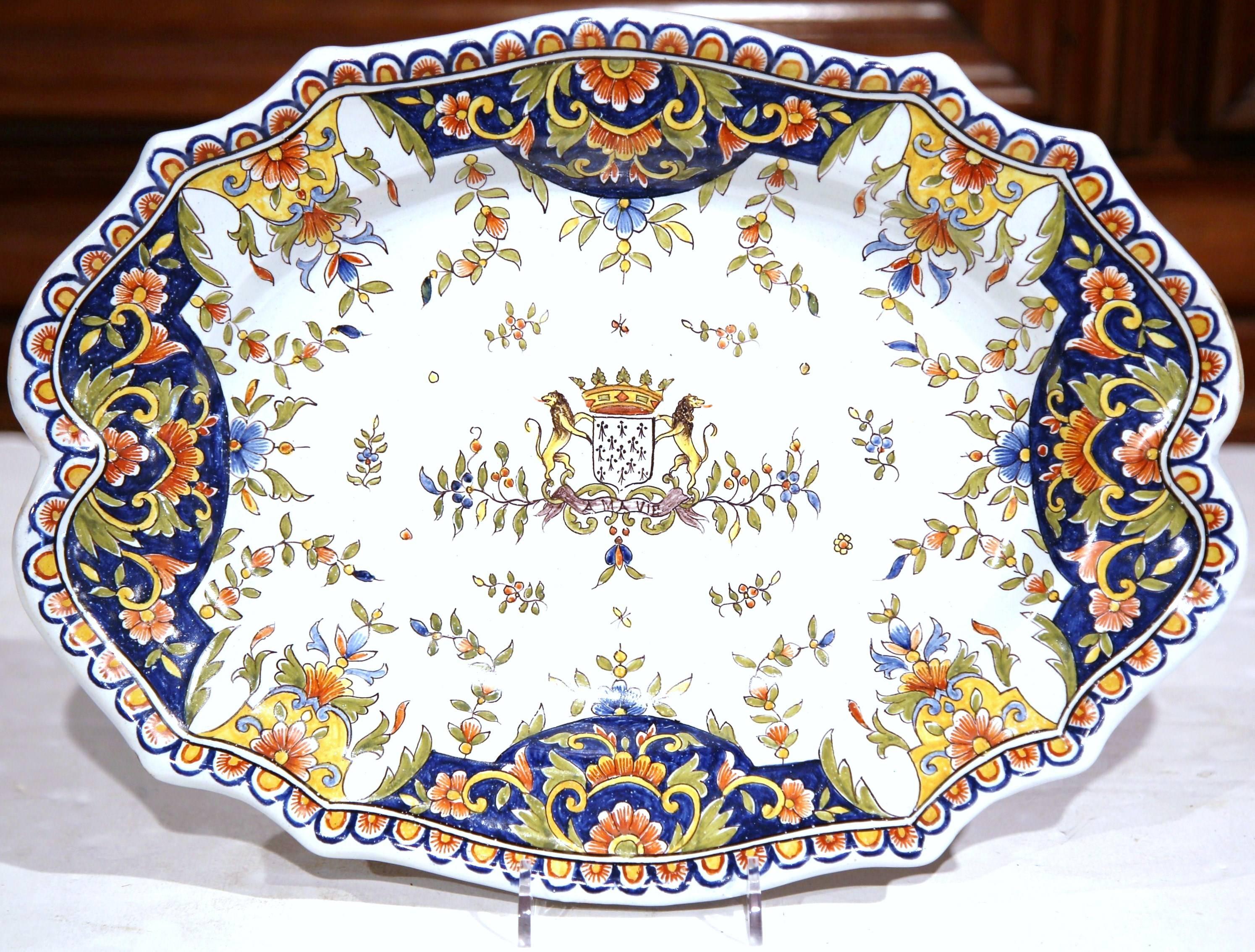 19th Century French Hand Painted Faience Decorative Dish from Normandy ...
