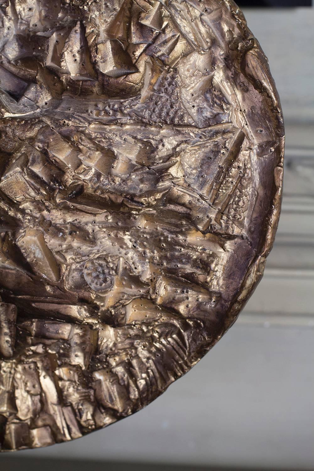 1980's Marcello Fantoni Medallion Sculpture with Gilded Effect at 1stDibs