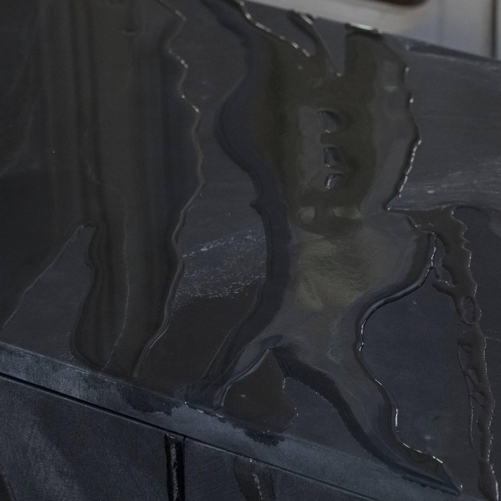 Contemporary Multilayered Black Resin Sideboard at 1stDibs